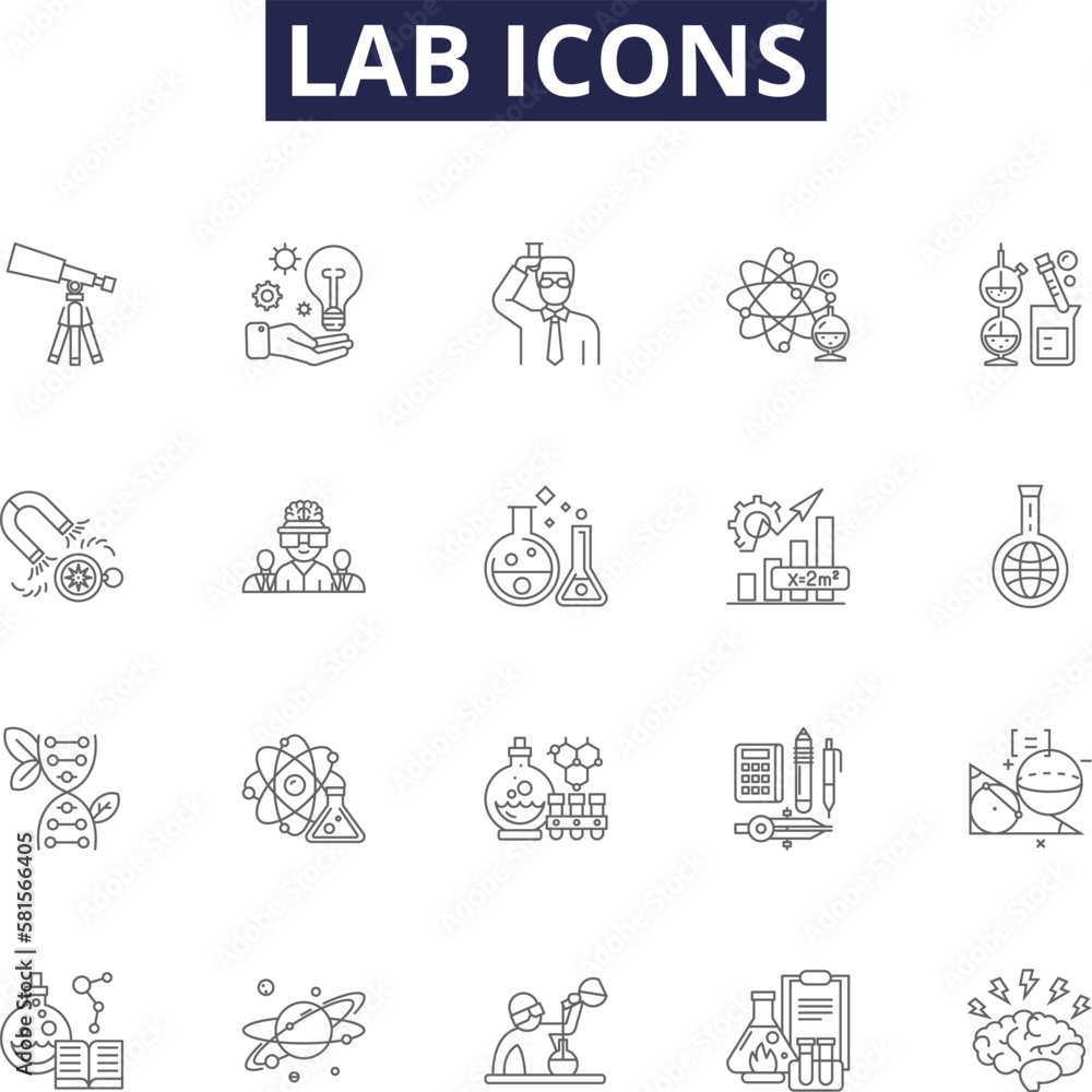 Lab icons line vector icons and signs. Icons, Test, Research ...