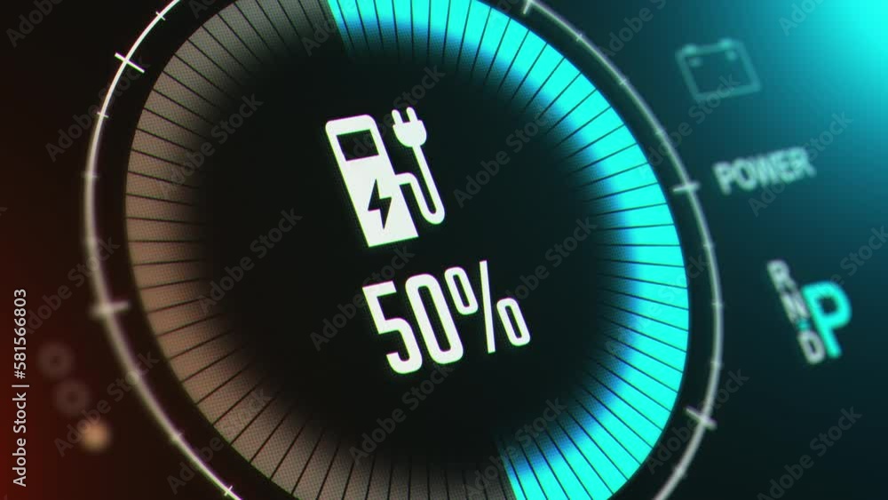 Electric car dashboard show battery charging. Electric vehicle battery ...