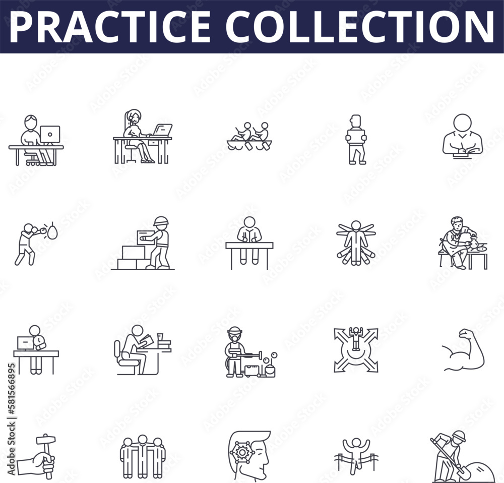 Practice collection line vector icons and signs. Exercise, Drill ...