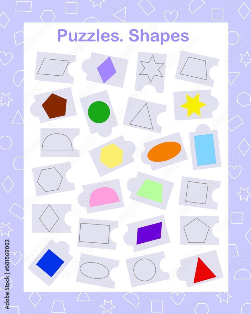 Vecteur Stock Geometric shapes puzzle print and cut leaning forms with ...