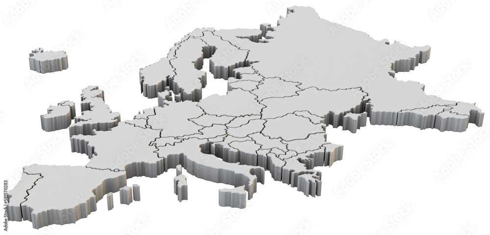 Europe map a 3d render isolated with white countries Stock Illustration ...