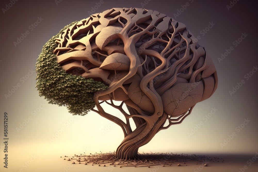 Brain Shaping Tree. Symbolizing Emotional Intelligence. Generative AI ...