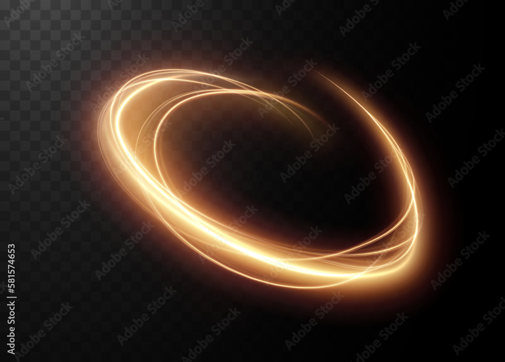 Golden curved light line, rope, tape. Smooth festive gold line png with ...