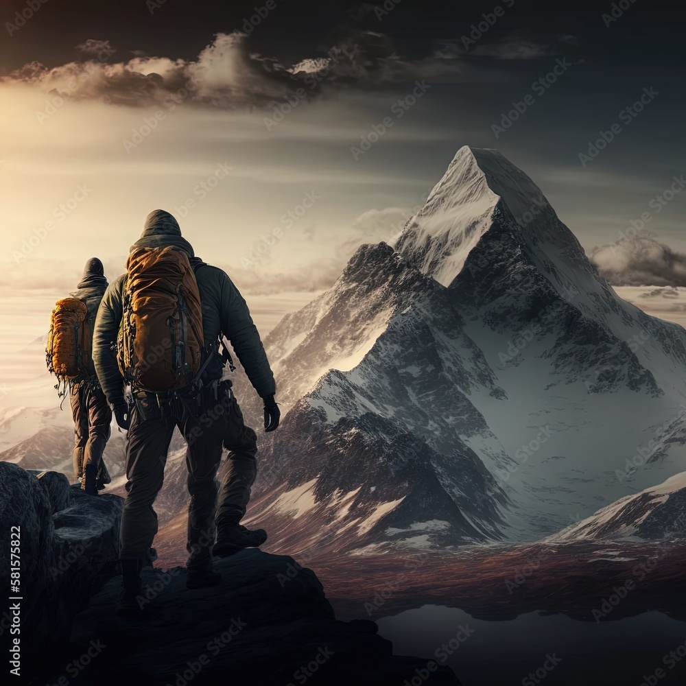 Teamwork and Adventure: Group of People Hiking Together in the ...