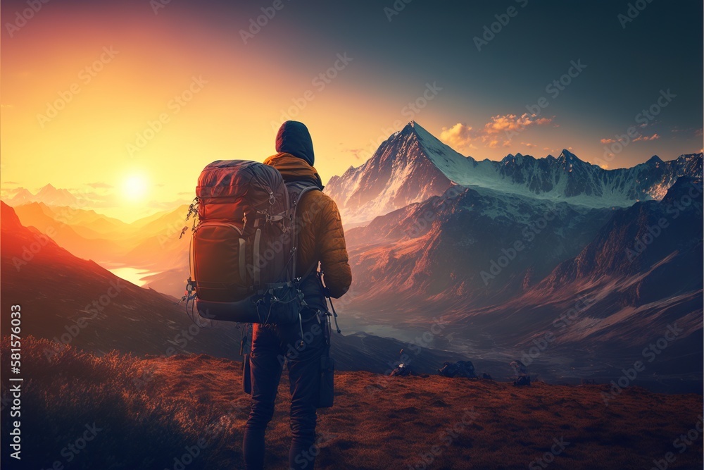 Conquering the Peaks: Inspiring Photo of a Hiker Pushing Through the ...