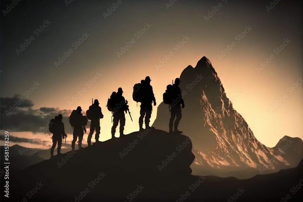 Teamwork and Adventure: Group of People Hiking Together in the ...
