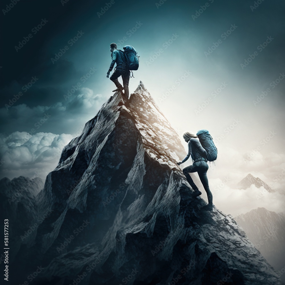 Teamwork and Adventure: Group of People Hiking Together in the ...