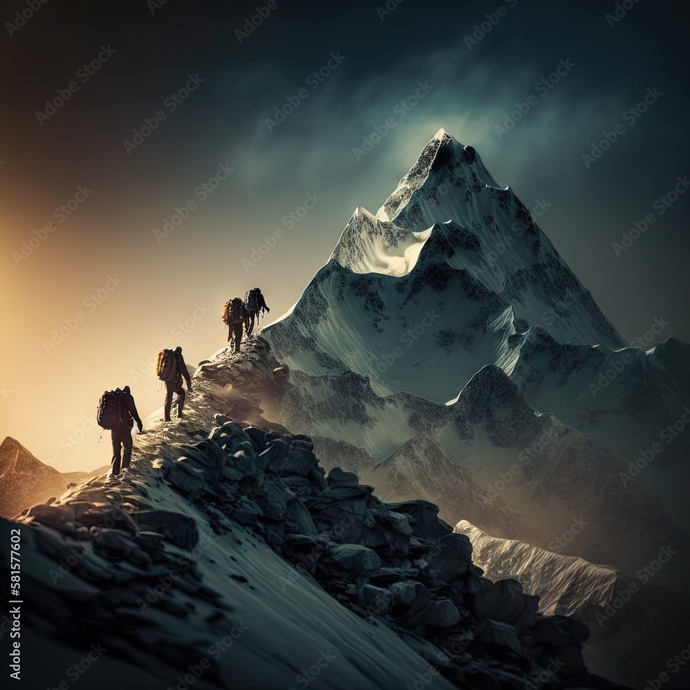 Teamwork and Adventure: Group of People Hiking Together in the ...
