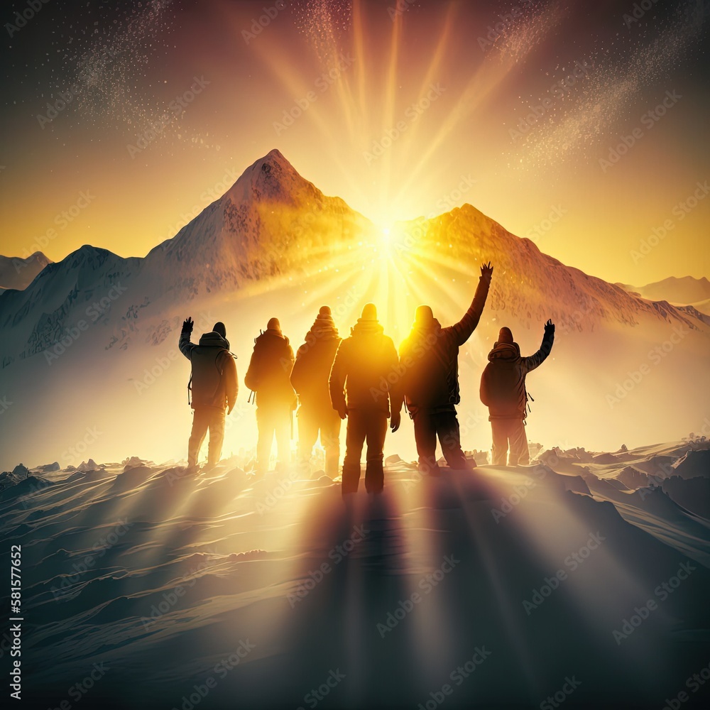 Teamwork and Adventure: Group of People Hiking Together in the ...