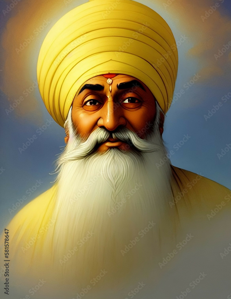 generative portrait of Guru Nanak isolated on sky background new ...