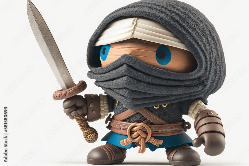 Ultra-Detailed 3D Ninja Warrior with Sword and Mask in Futuristic Space ...