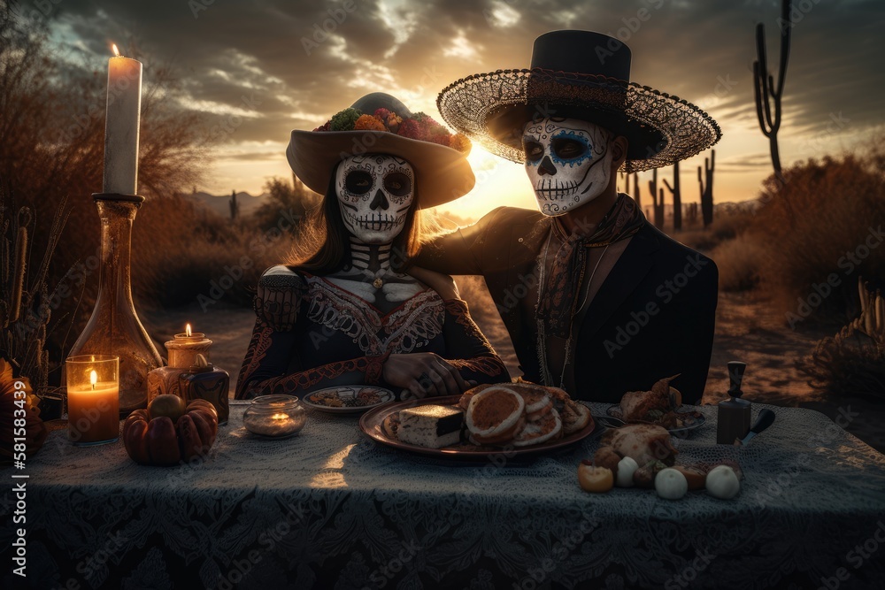 Dia de los muertos and Cinco de Mayo Themes, male and female catrina ...