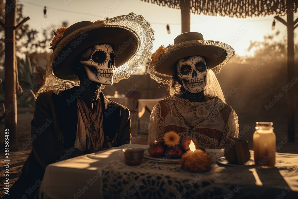 Dia de los muertos and Cinco de Mayo Themes, male and female catrina ...