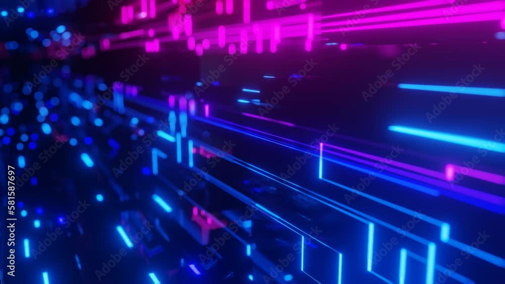 pattern like sci-fi hologram. Fly through technology cyberspace with ...