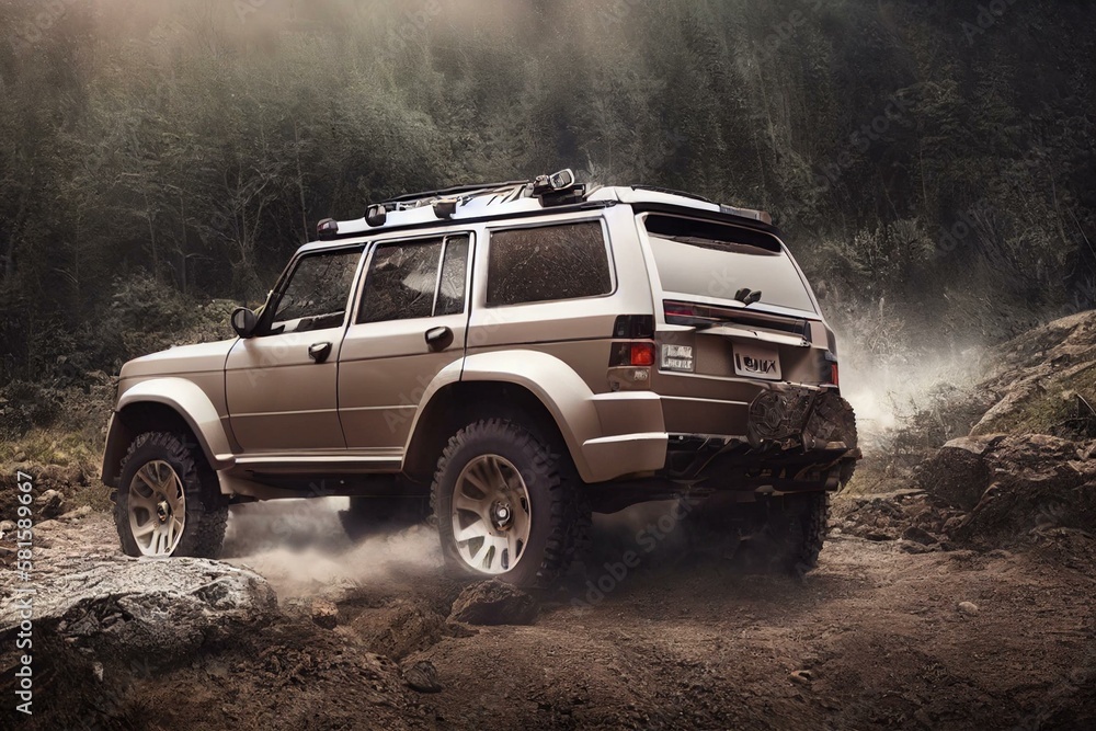 Car upgrade suspension system of a 4x4 suv. Prepared Offroader ...