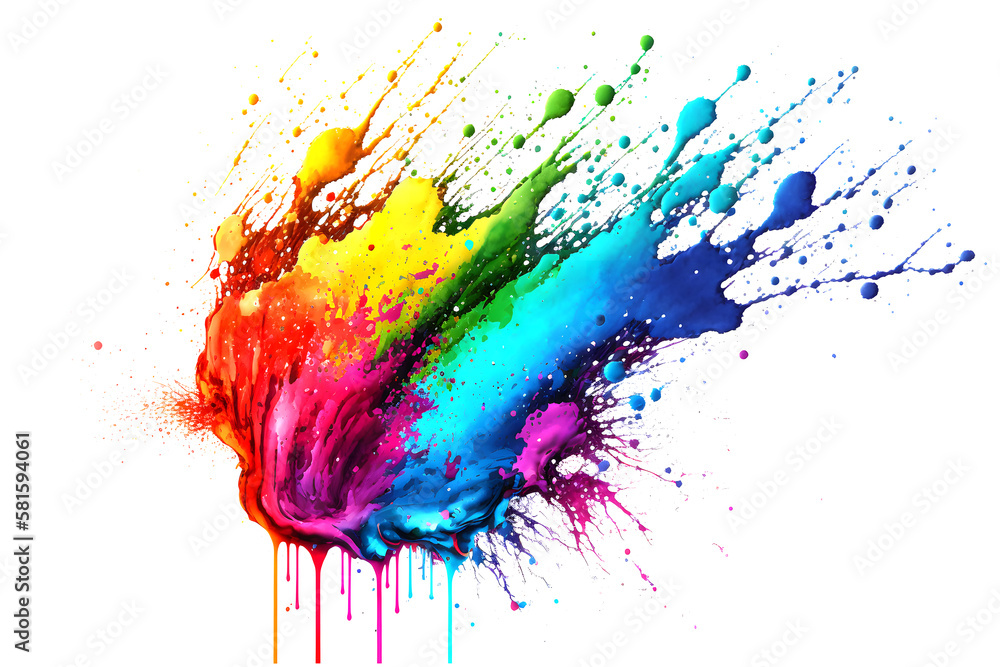 Abstract paint color splatter isolated on white background. Bunch of ...