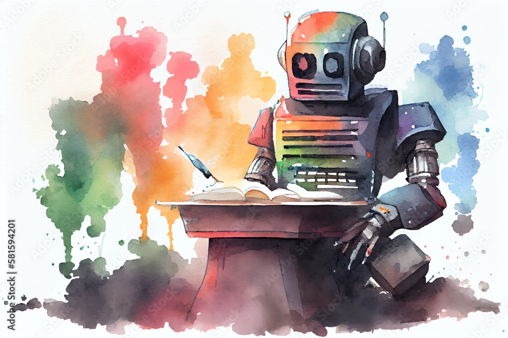 Watercolor Illustration of a Ai Writer Text Apps Are Becoming More ...