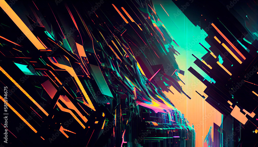 Abstract background with interlaced digital glitch and distortion ...