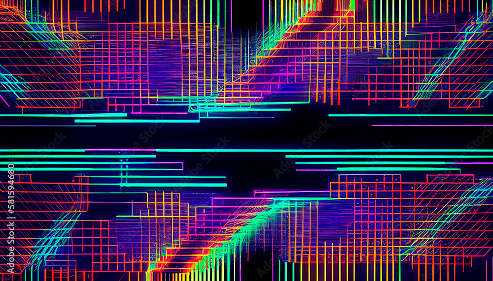 Abstract background with interlaced digital glitch and distortion ...