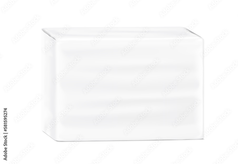 Realistic wide package bag mockup. Half side view. Vector illustration ...