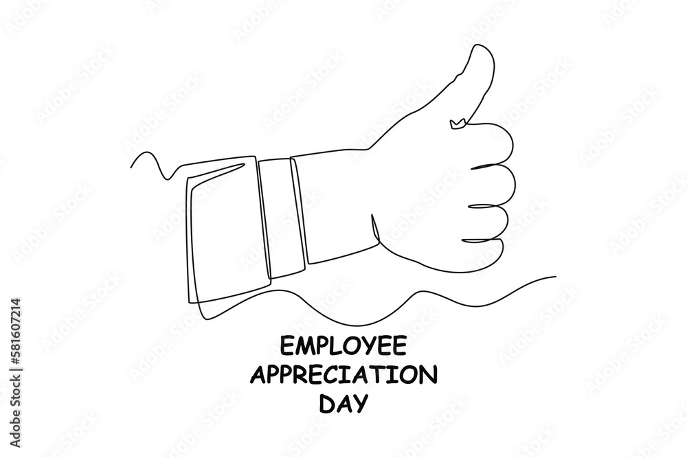 Single one line drawing a hand giving a thumb up to commemorate ...