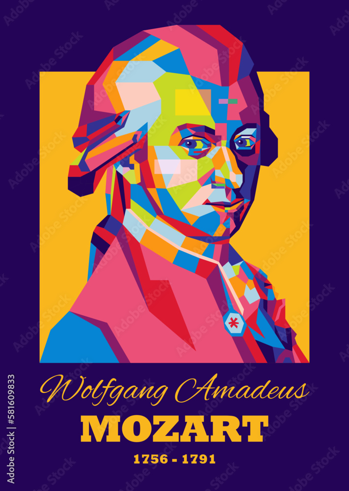 Wolfgang Amadeus Mozart - Famous classic musician Illustration in ...