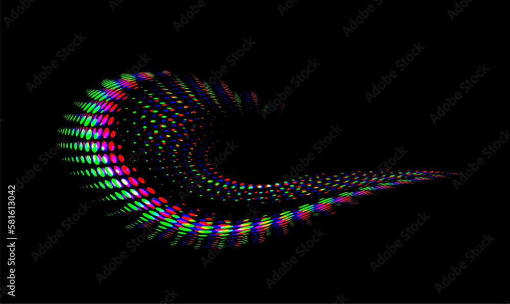 Perforated spiral diffraction dotted dot border on a dark background ...