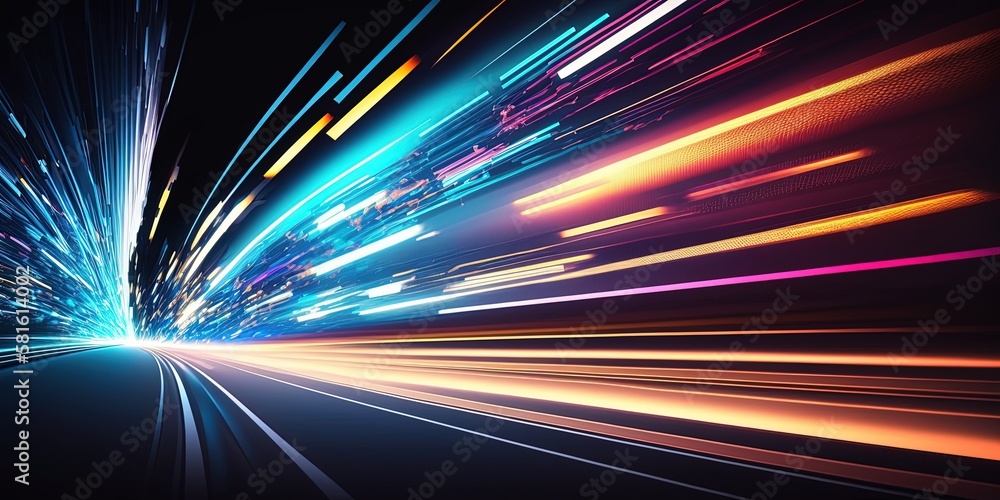 Car motion trails. Speed light streaks background with blurred fast moving light effect. Racing ...