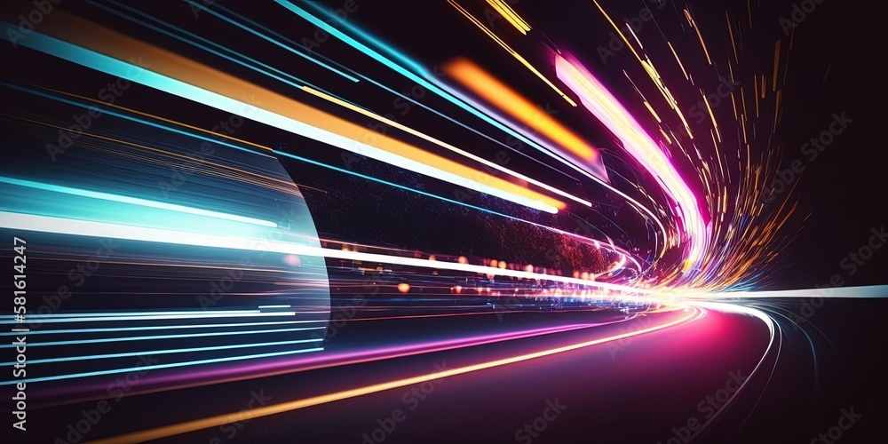Car motion trails. Speed light streaks background with blurred fast ...