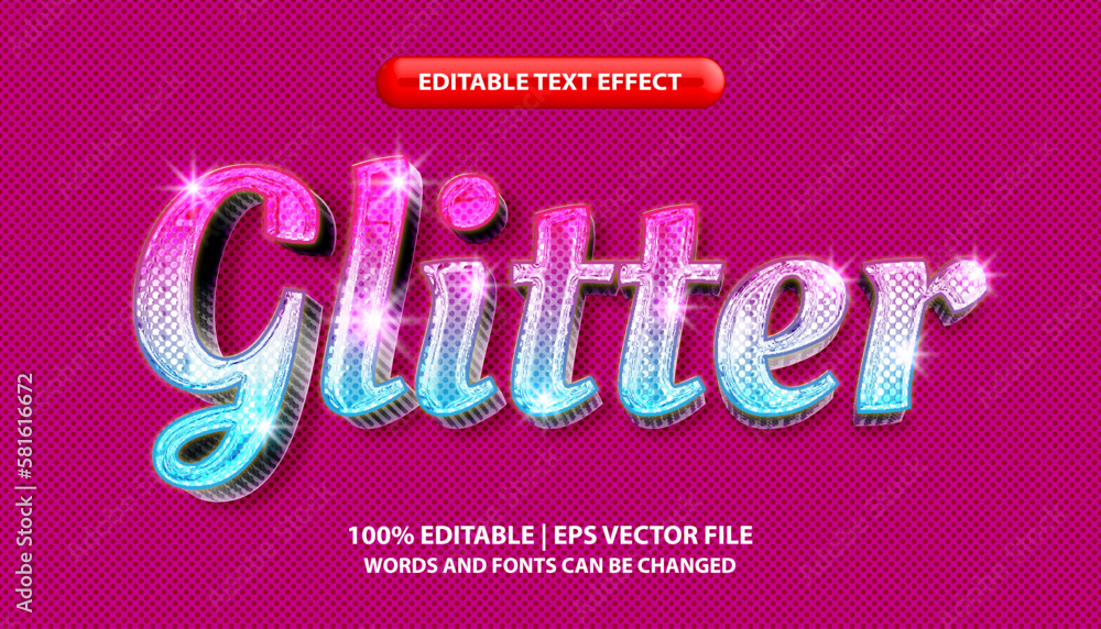 Glitter text, editable text effect template, luxury pink shiny text ...