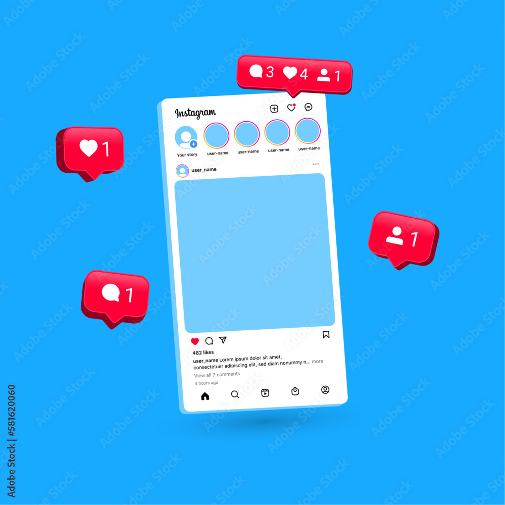 instagram post frame mockup template. social media and social network ...