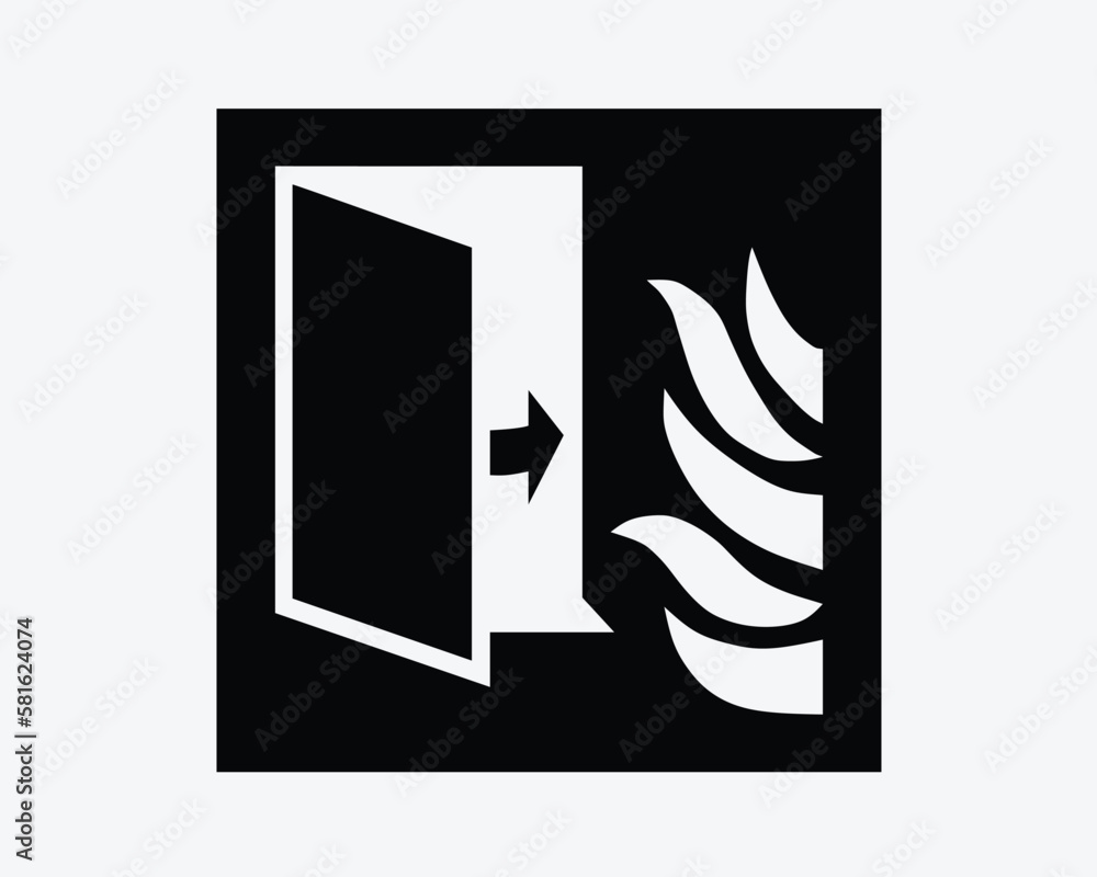 Emergency Fire Escape Exit Door Path Evacuate Signage Black White ...