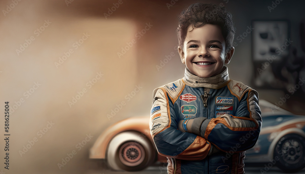 boy in racer suit illustration by generative AI Stock Illustration ...