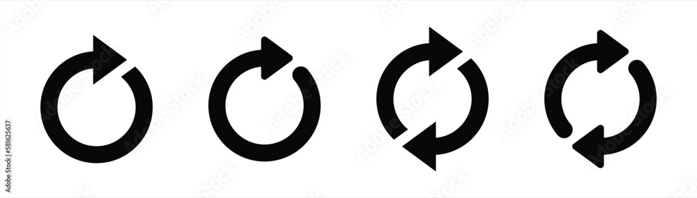 circle arrow icon set. circular arrow icon, refresh, reload, rotation arrow icon symbol sign ...