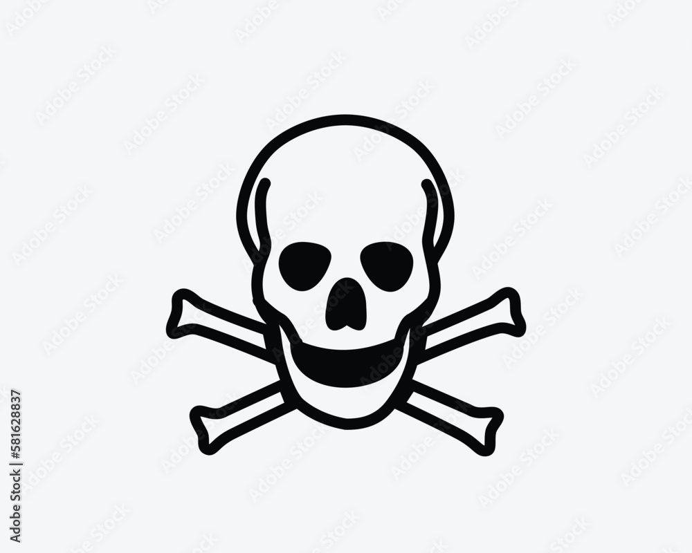 Skull Icon Death Poison Danger Pirate Cross Bone Dead Warning Vector ...