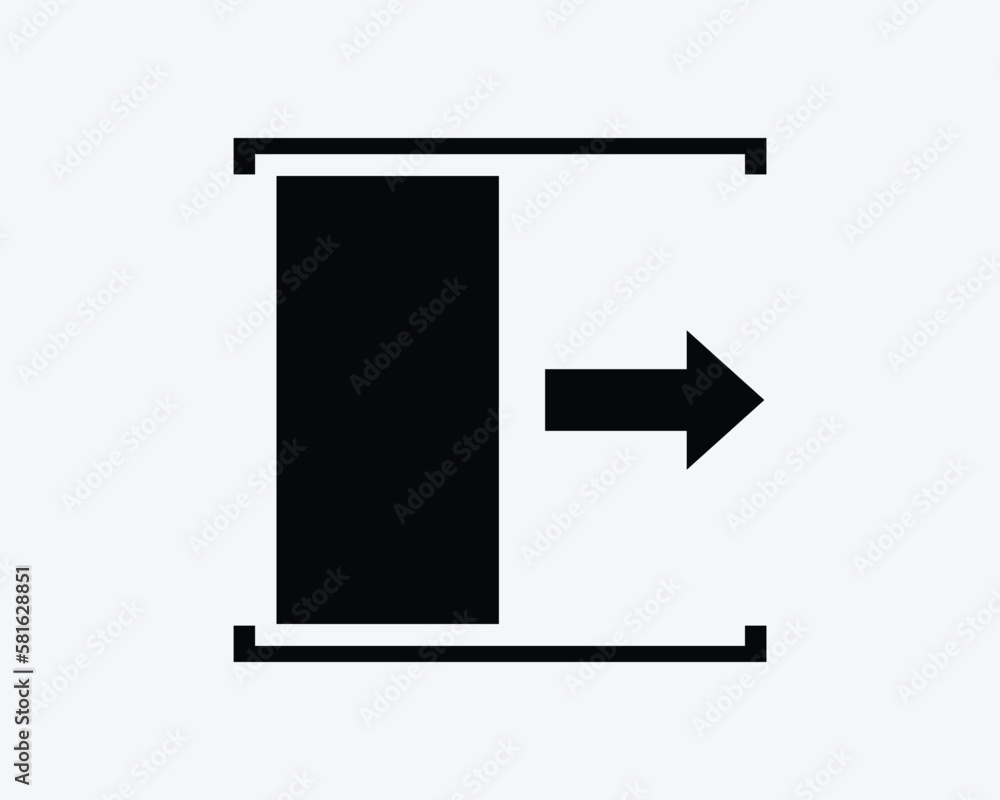 Sliding Door Open Right Side Exit Path Arrow Signage Black White ...