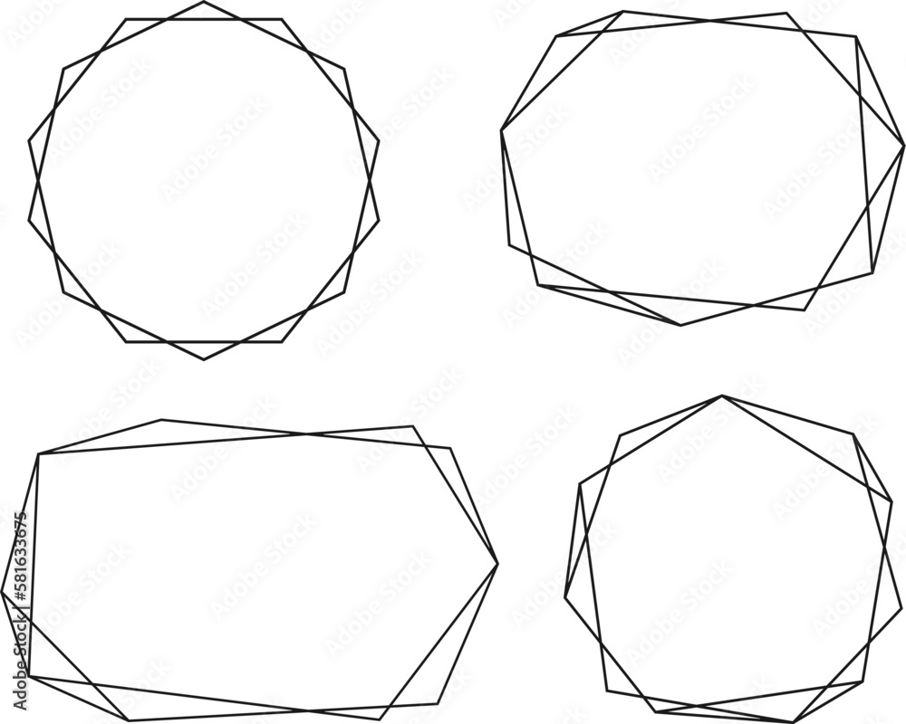 Simple geometric frame border line art set. Vector modern design ...
