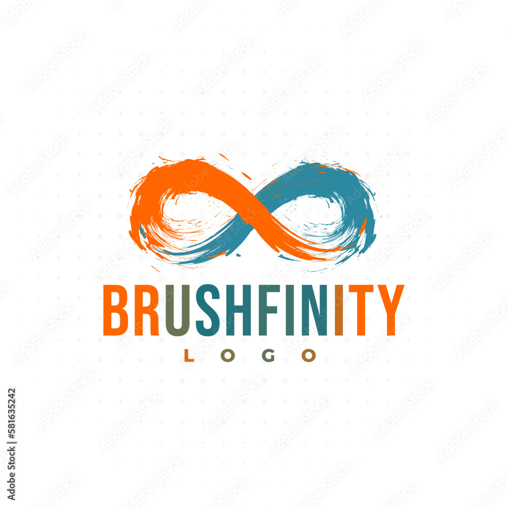 Orange and blue brush logo with an infinity symbol Stock Vector | Adobe ...