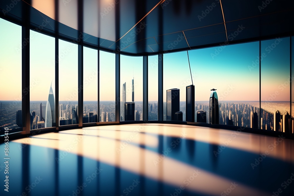 Zoom background of a modern sleek ultra detailed office Stock ...