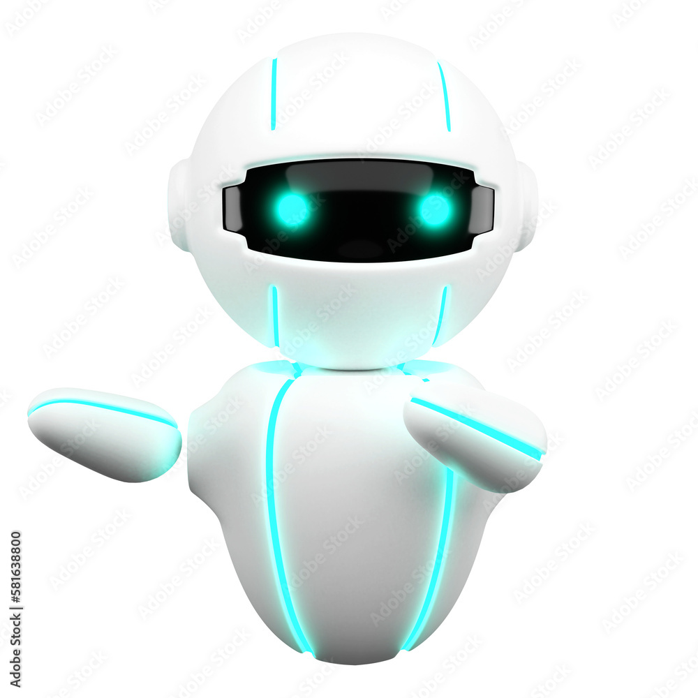 Friendly Cute robot with hand up hello, chatbot mascot, AI, Artificial ...