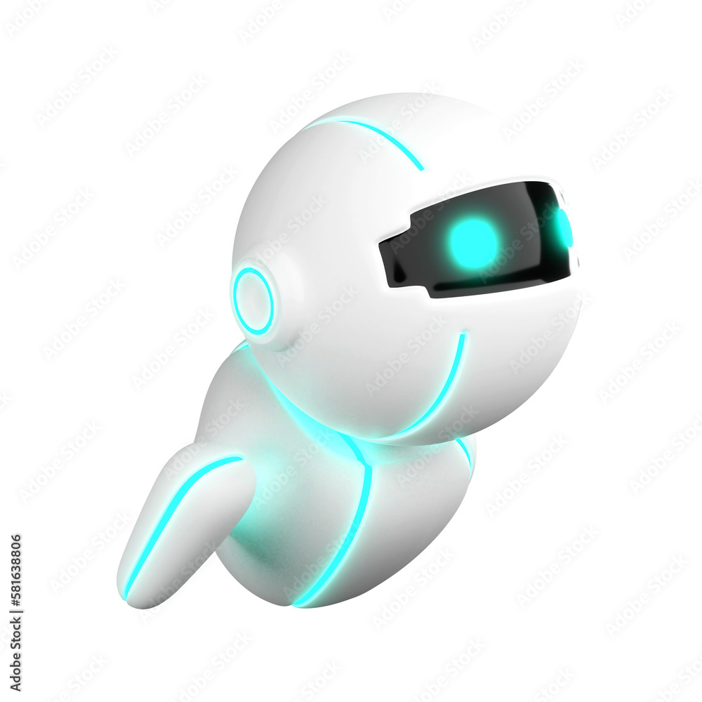 Friendly Cute robot with hand up hello, chatbot mascot, AI, Artificial ...