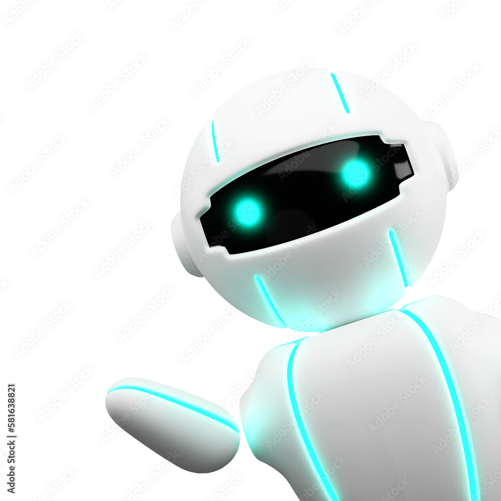 Friendly Cute robot with hand up hello, chatbot mascot, AI, Artificial ...