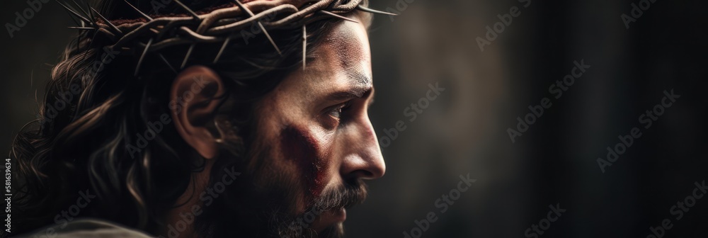 Jesus Christ, Savior of mankind. Banner. Generative AI Stock ...