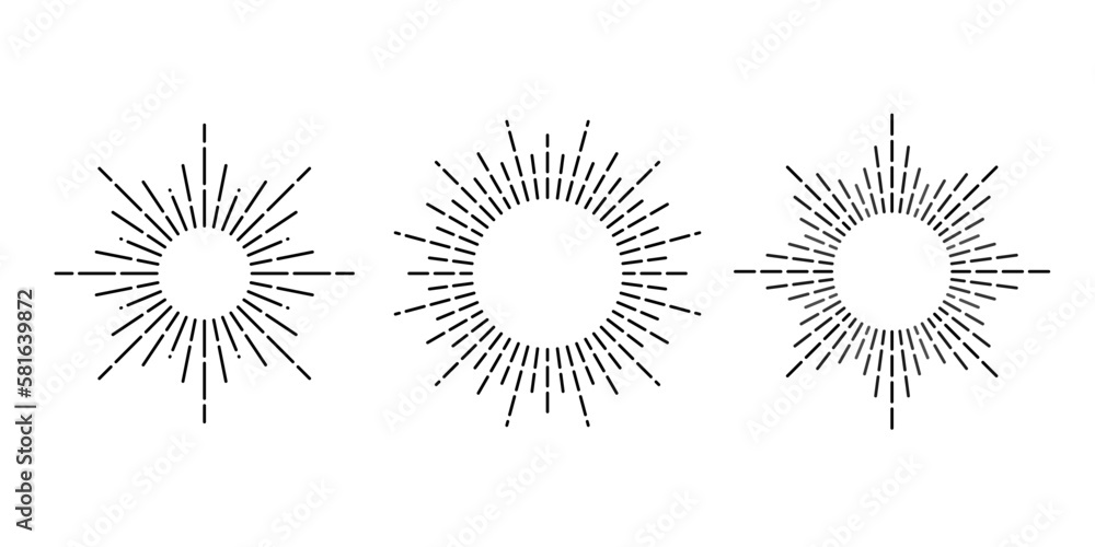 Retro sunburst frames set. Vintage sunlight rays collection. Stylized ...