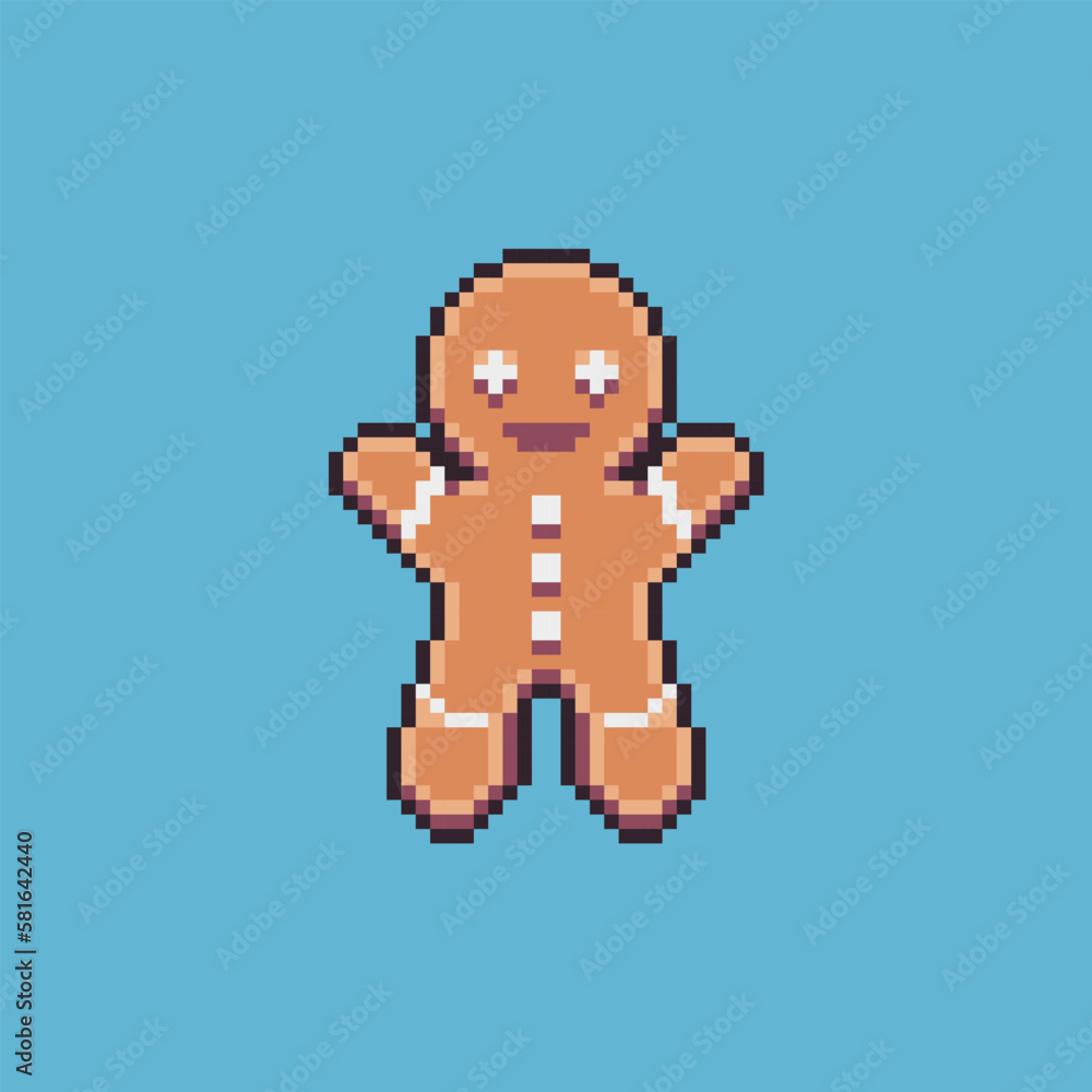 Vetor do Stock: Pixel art illustration gingerbread. Pixelated ...