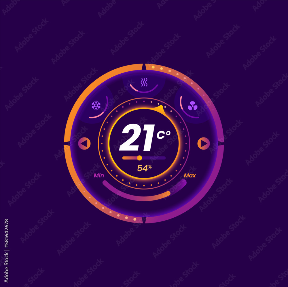 Thermostat or temperature regulator smart digital dial, vector ...