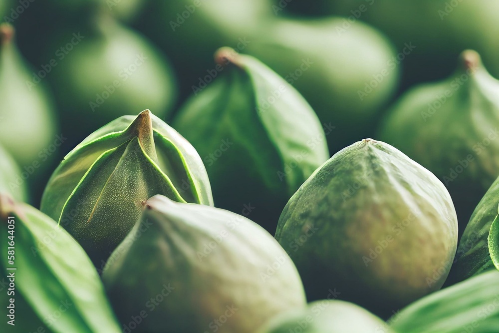 Ripe green fig fruit isolated on white background with full depth of ...