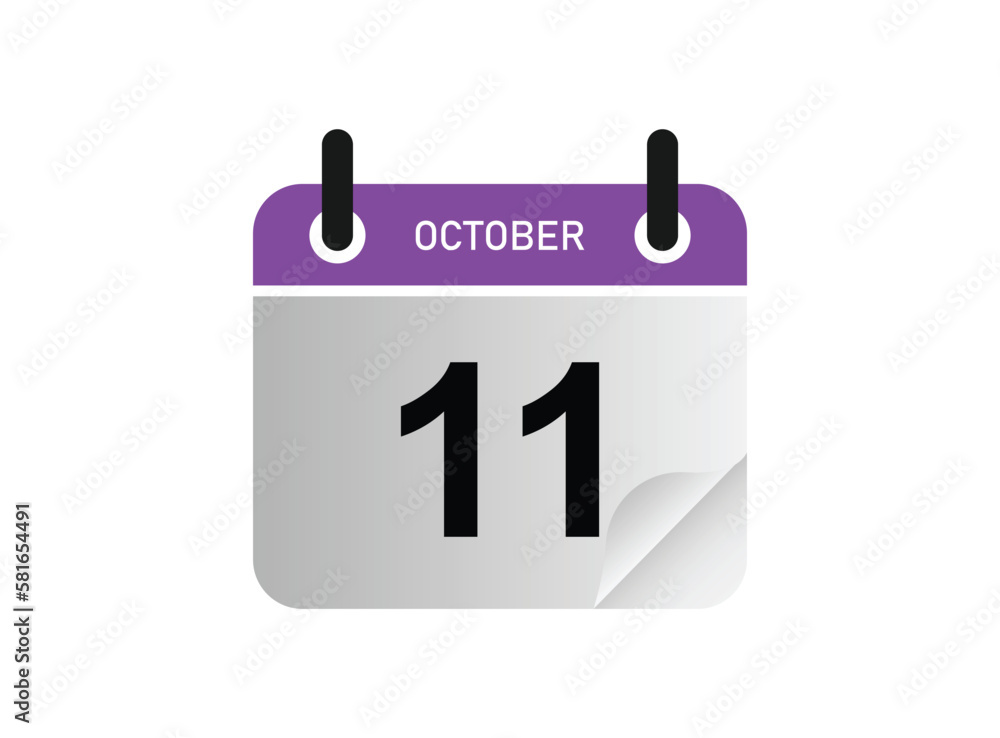 11 October calendar icon. Calendar template for the days of October ...