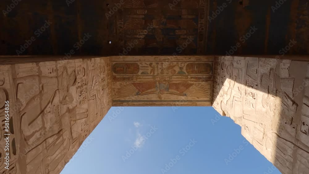 Entrance to The Mortuary Temple of Ramesses III at Medinet Habu, static ...