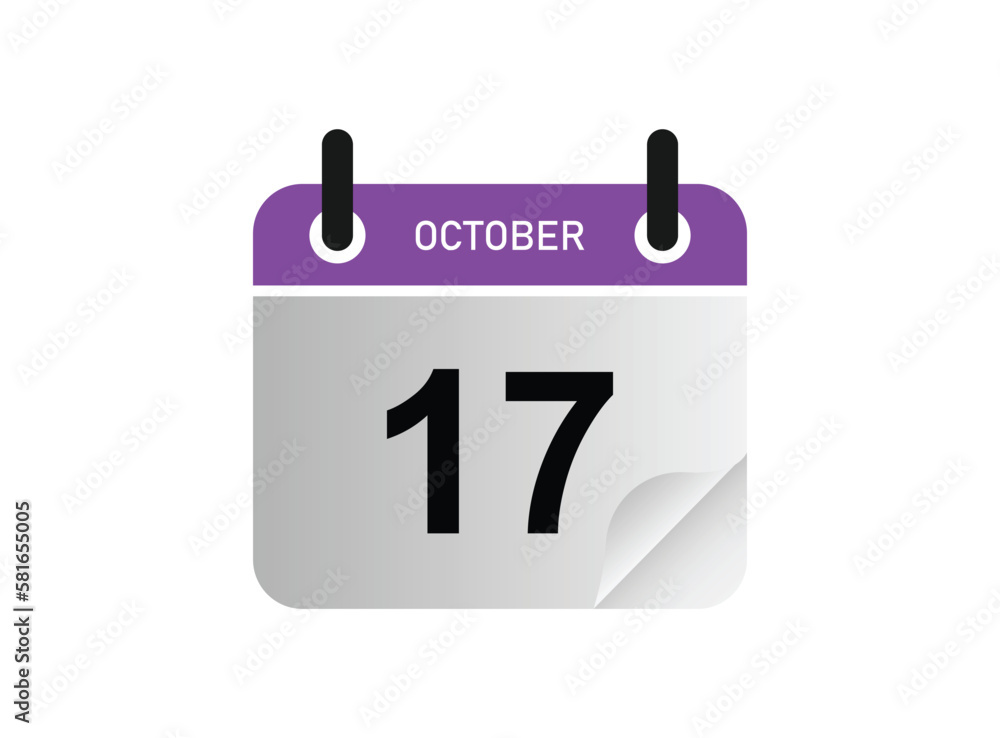 17 October calendar icon. Calendar template for the days of October ...